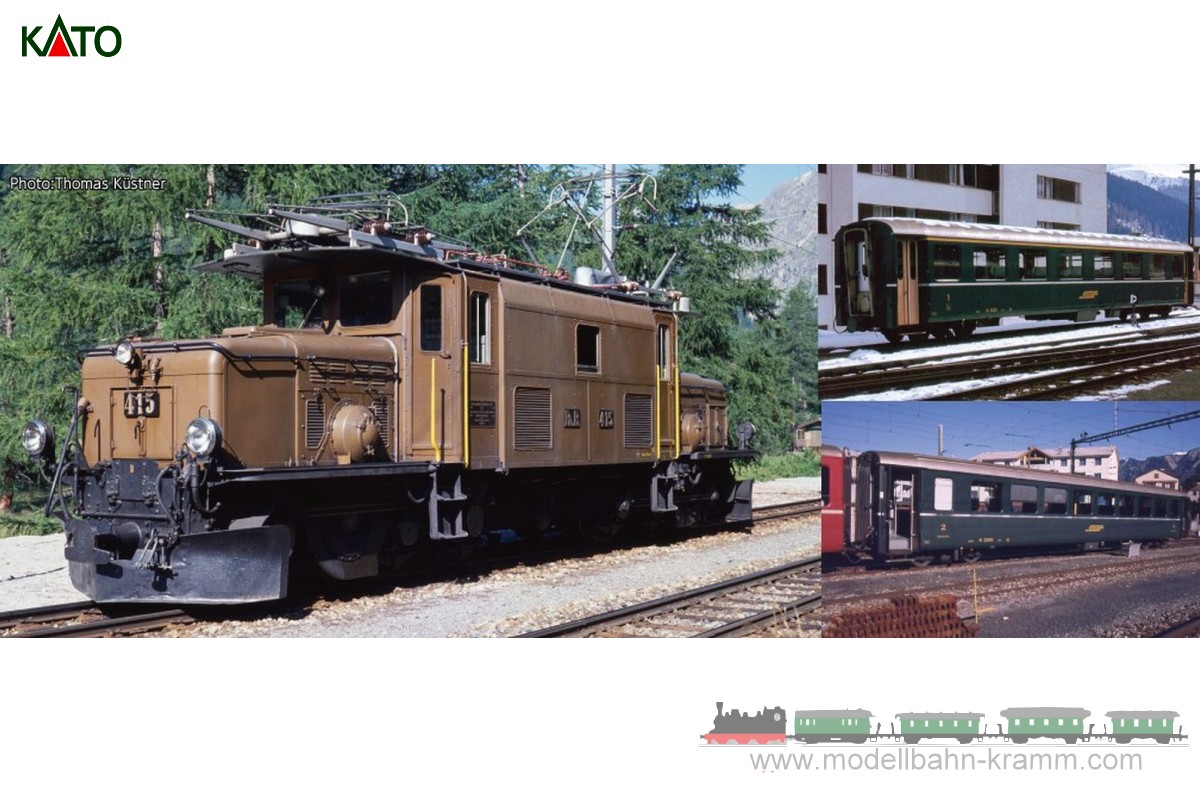 Modellbahn-Kramm: Kato K10-1987 N DC Personenzug mit E-Lok Ge 6/6 Krokodil 415 RhB, nur 299,90