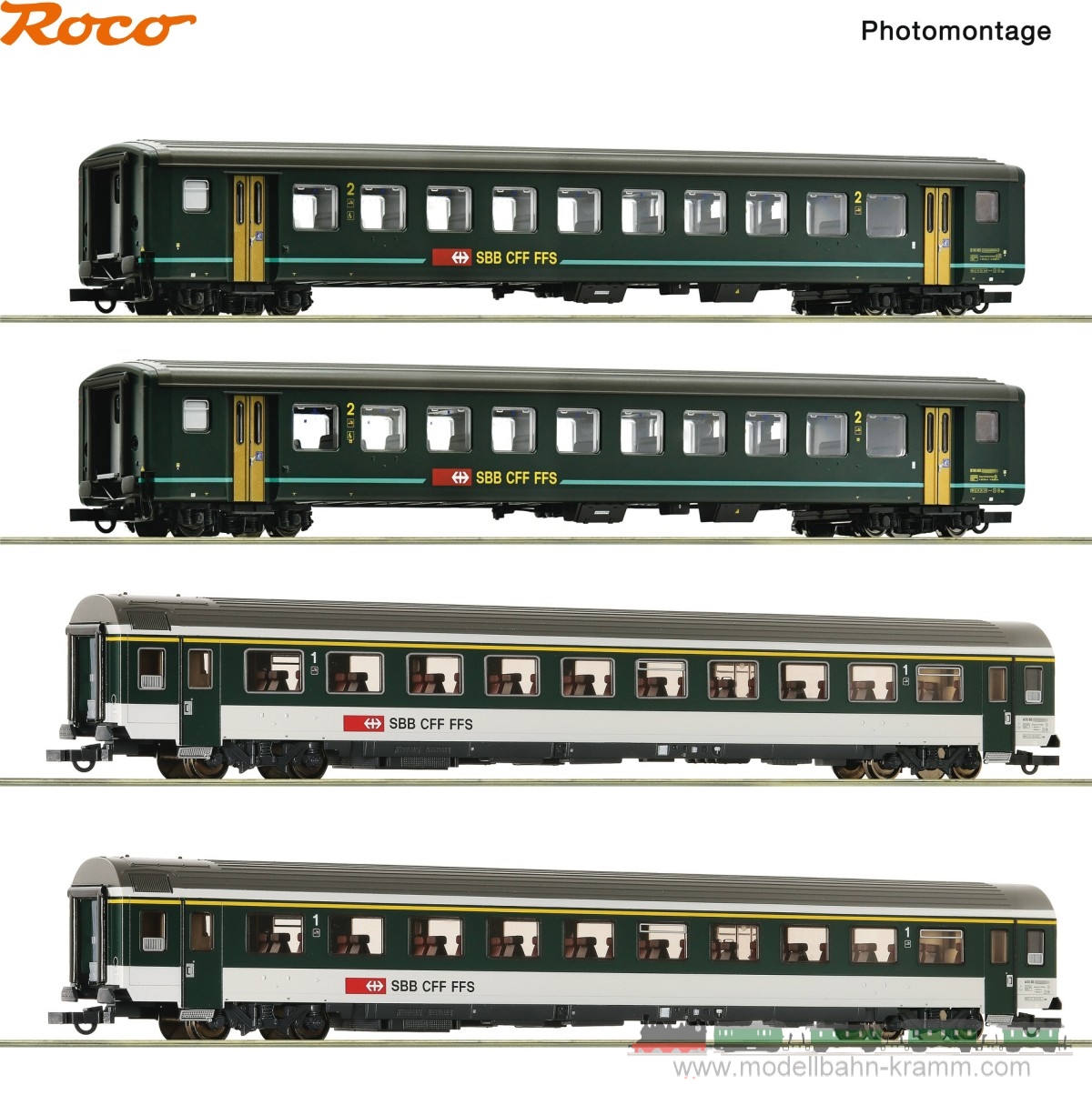 Modellbahn-Kramm: Roco 6200091 H0 DC 4-tlg. Set 2: IR 1617, SBB, only €278,90