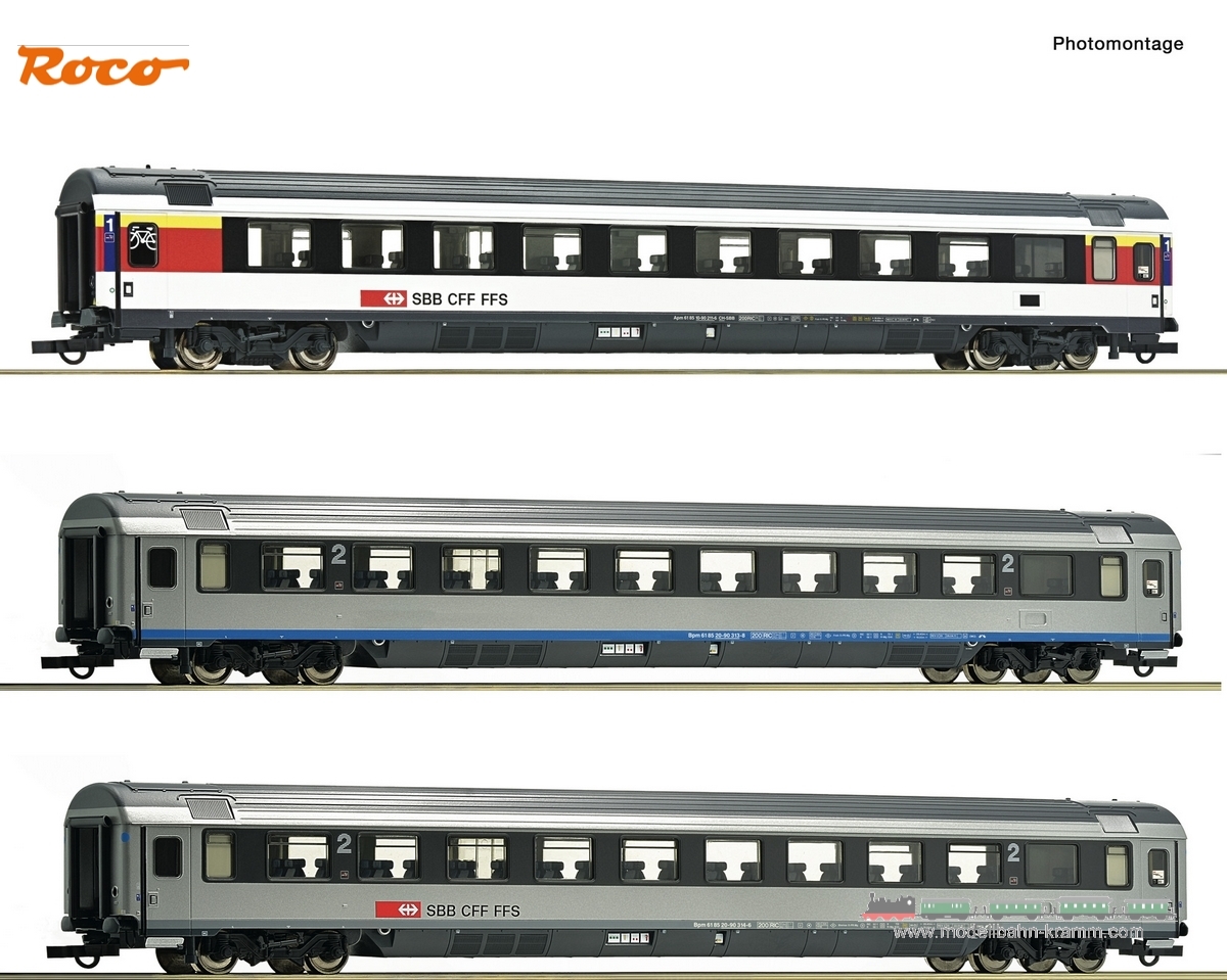 Modellbahn-Kramm: Roco 74022 H0 DC 3-tlg. Set 2: EuroCity-Wagen EC 7 SBB, nur 179,90