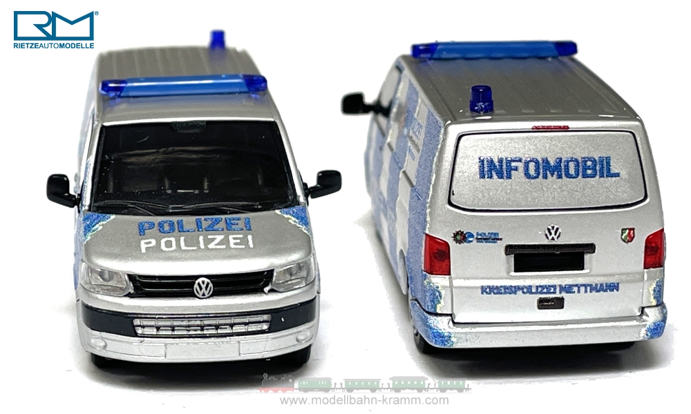 Modellbahn-Kramm: Rietze 53464 H0/1:87 VW T5 GP Streifenwagen NRW Polizei Mettmann, nur 20,60